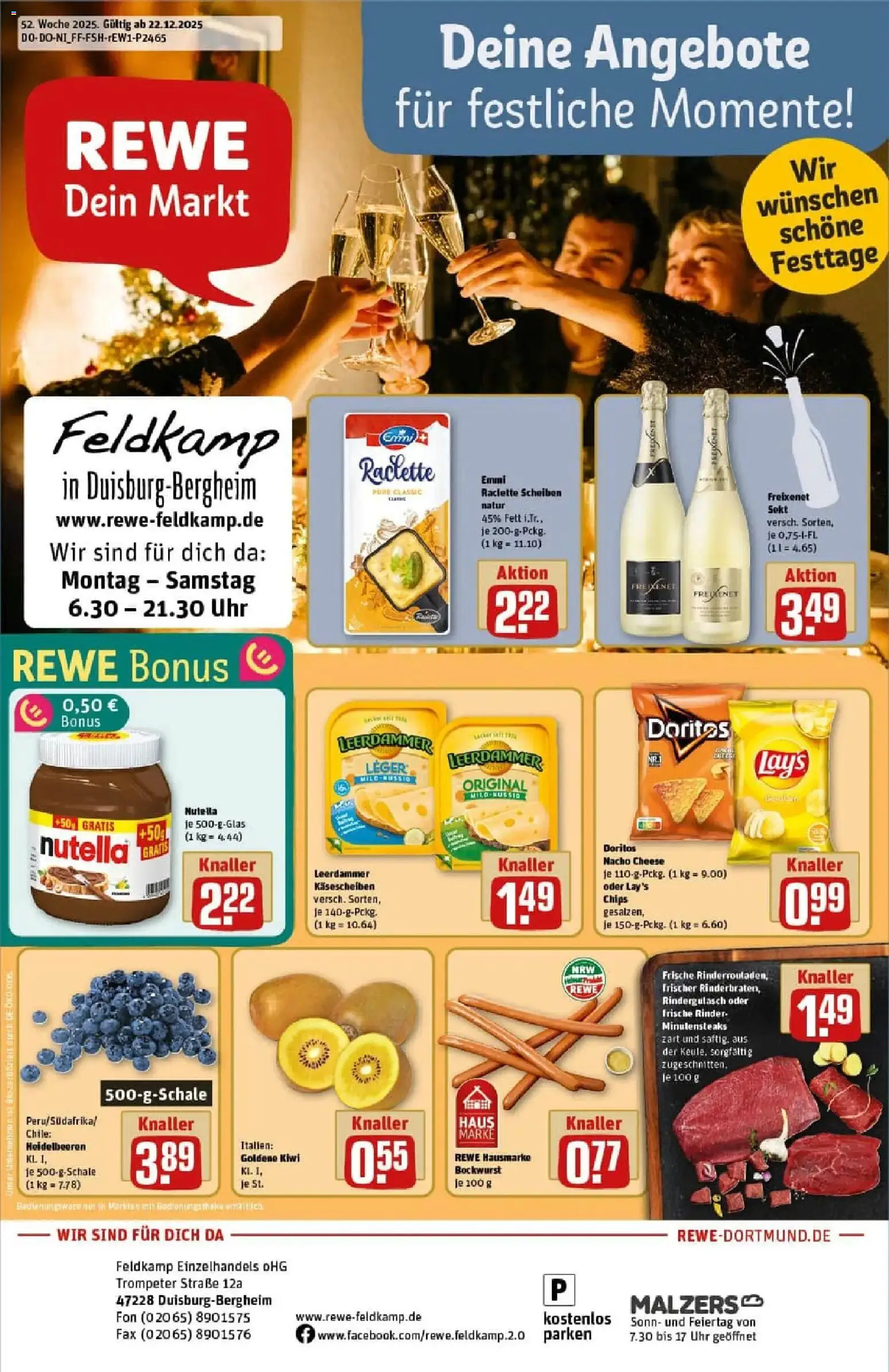 REWE Prospekt ab 22.12.2025 nächste Woche - Prospekt Duisburg / Bergheim