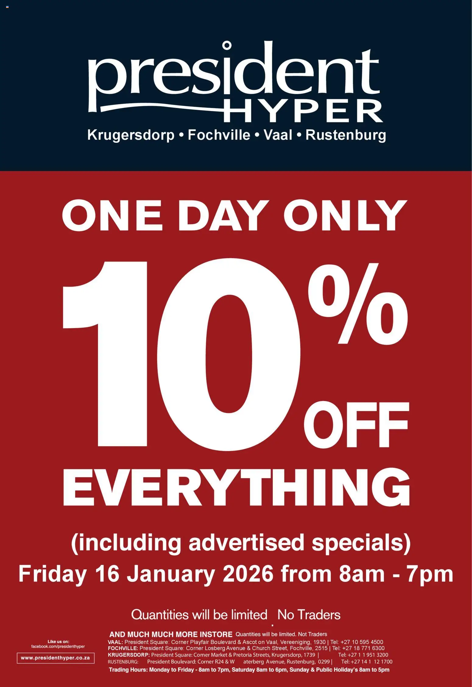 President Hyper 10% Off Everything from 16/01 - 16/01/2026