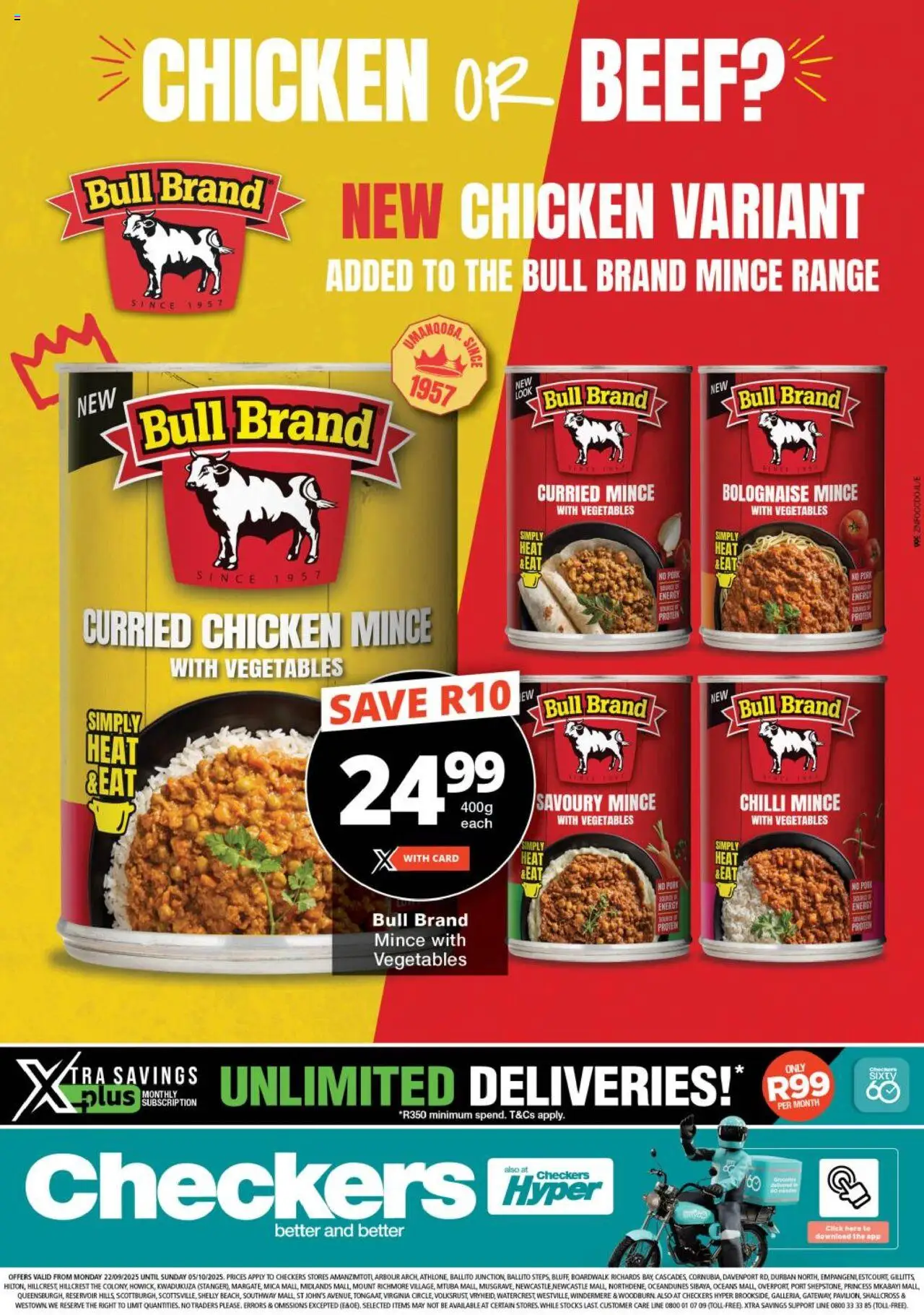 Checkers Kwazulu Natal - Bull Brand Promotion 22/09 - 05/10/2025